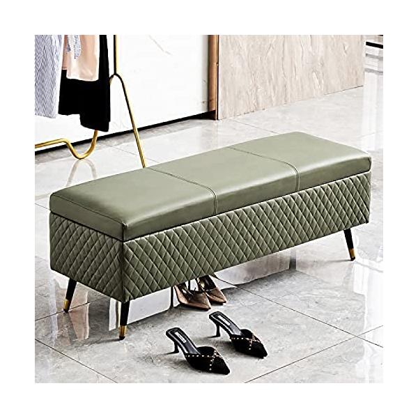 商品名:  Upholstered Leather for Bedroom Entryway Modern Green Bench 100x40x45cm Premium End of Bed Furniture with Extra St...