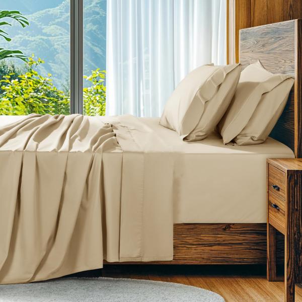 商品名:  SONORO KATE 100% Egyptian Cotton Sheets Set, Extra Deep Pocket up to 18"-24",1000 High Thread Count, Soft &amp; Br...