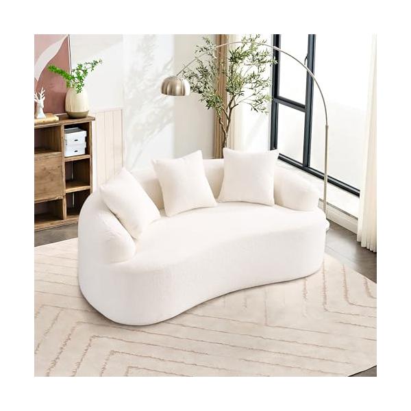 商品名:  65'' Modern Curved Cloud Loveseat Sectional Sofa for Small Spaces, Luxury Plush Chenille Deep Seat Couch with 3 Pi...