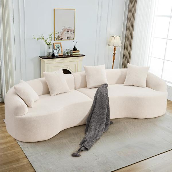 商品名:  110" Oversized Modern Curved Cloud Sectional Sofa, Luxury Plush Chenille 4-Seater Deep Wide Seat Couch with 4 Pill...