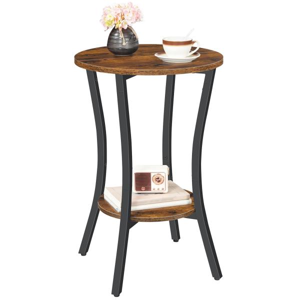 商品名:  HOOBRO Round Side Table 15.7", 2-Tier Sofa End Table, Small Storage Nightstand, for Small Spaces, Living Room Bedr...