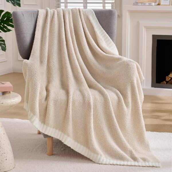商品名: Joiedomi スローニットブランケット ベージュ Joiedomi Throw Blanket for Couch Bed Sofa, Beige Knitted Blankets Gifts for Women Mom Gi...