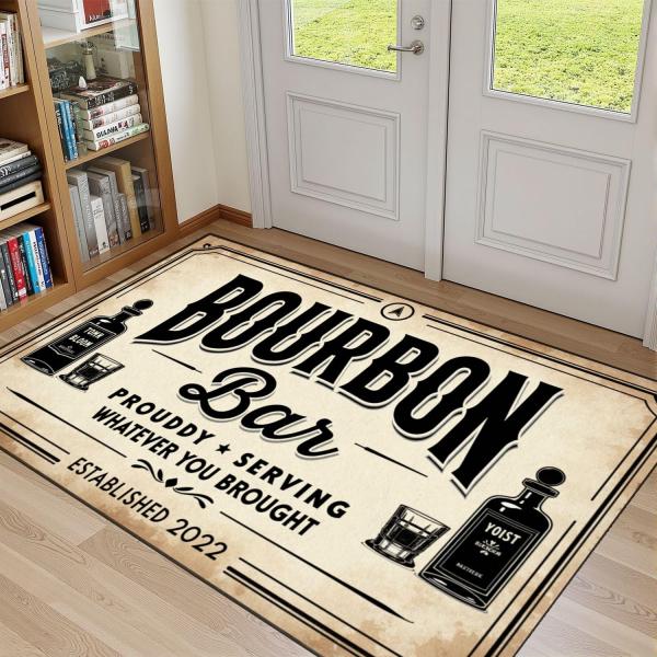 商品名:  32"x 48" Boho Area Rugs Bourbon Bar Sign Personalized Signs Custom Decor Man Cave Washable Low Pile Carpet Non Sli...
