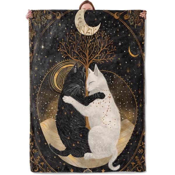 商品名:  Black and White Cats Theme Blanket Gifts for Women Girls, Soft Warm Lightweight Flannel Throw Blankets for Living ...