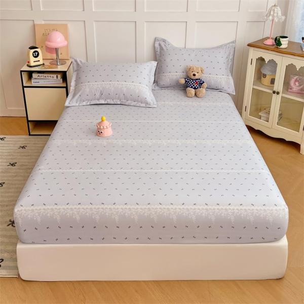 商品名:  Fitted Sheet, Soft &amp; Breathable Knitted Cotton Bed Sheet, Wear-Resistant &amp; Breathable, Single-Sided Brushi...