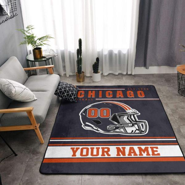 商品名:  Custom Football Rug, Personalized Chicago Area Carpet with Name Number, Customized Sports Rugs Gifts for Fans Livi...