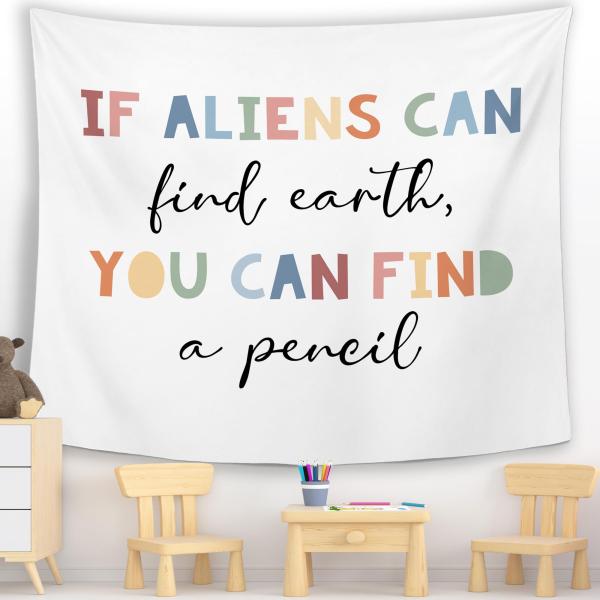 商品名:  MNASAIOO Funny Classroom Wall Tapestry Hanging for Kids Teens, If Aliens Can Find Earth You Can Find a Pencil Tape...