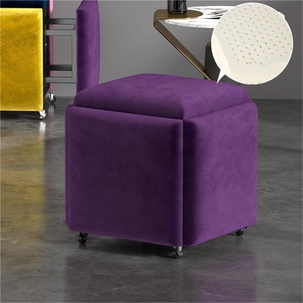 商品名:  Stackable Ottoman 5 in 1 Nesting Cube Chair Combination Stools Sofa Chair with Swivel Foot Stool Dressing Chairs S...