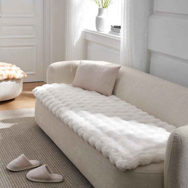 商品名: COZY KISS フェイクファー 犬用ソファカバー 洗える 超ソフト ペットソファカバー カーシートプロテクター付き 液体おしっこ防止 猫用マット ドレッサートップ用パッド 滑り止め ふわふわ クリーム (ホワイト, 70×21...