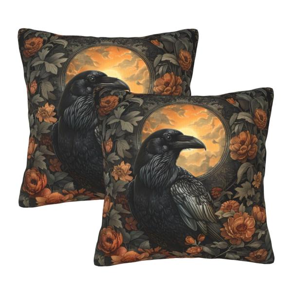 商品名:  Lalamelody Mystical Raven Art Print Decor, William Morris Abstract Vintage Floral Design Throw Pillow Covers Squar...