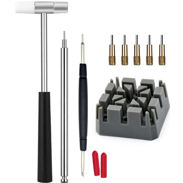 商品名: TICFROG ウォッチリンク取り外しツールキット 時計バンドストラップブレスレットの調整と交換用サイズ変更ツール 修理ホルダー スプリングバーツール ハンマー、パンチピン5本付き (グレー) TICFROG Watch Link...