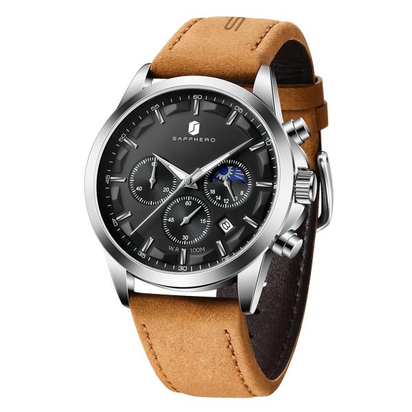 商品名:  SAPPHERO Men's Watches Stainless Steel Chronograph Waterproof Quartz-Business Casual Dress Watch for Men Luminous ...