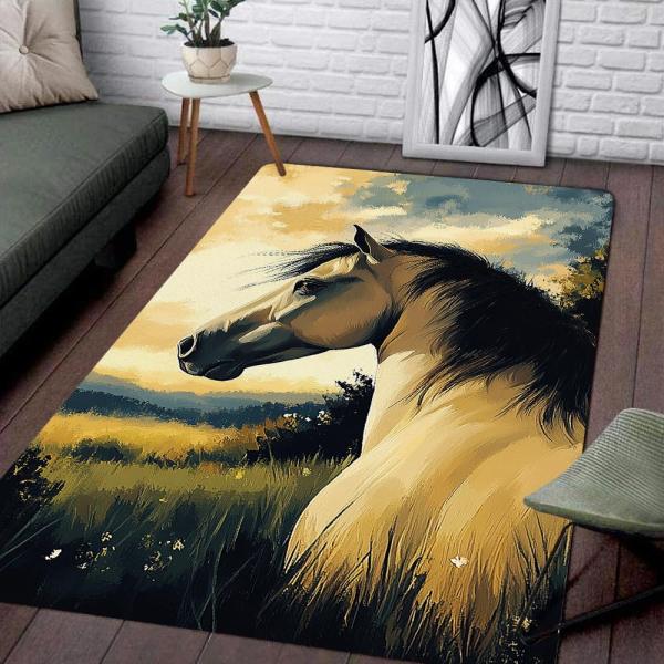 商品名:  Horse Area Rug ? Rustic Western Cowboy Rug for Living Room, Bedroom, or Cabin ? Southwestern Horse Carpet for Ranc...
