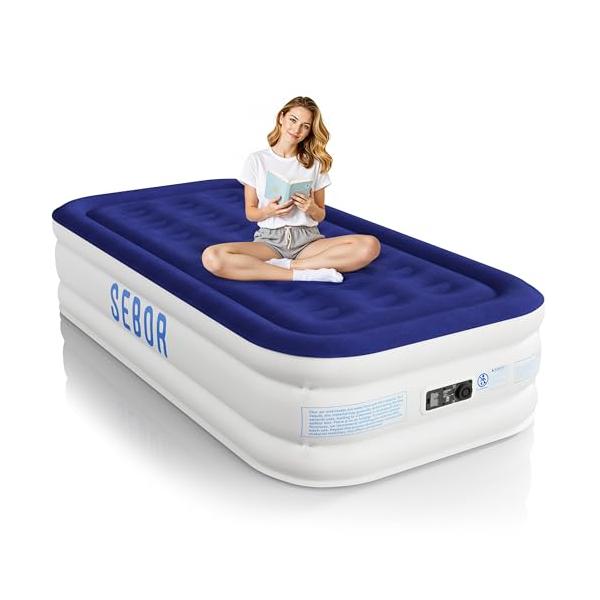 商品名:  Sebor Air Mattress Twin with Built-in Pump 18", Comfortable Self-Inflating Air Mattress with High-Speed Pump, Dura...