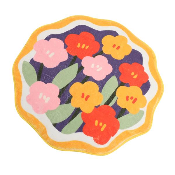 商品名:  Happyyami Floral Pattern Faux Cashmere Bathroom Rug Round Non-Slip Water Absorbent Mat for Indoor/Outdoor Use Soft...