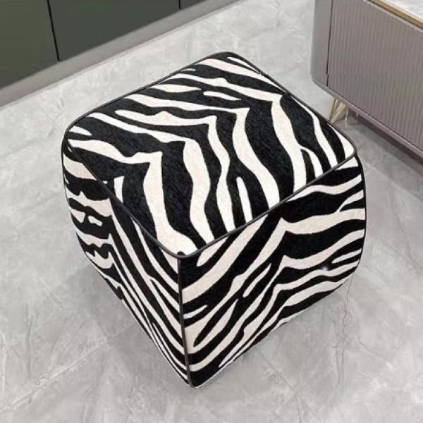 商品名:  JINJIANNING Square Wood Footstool Ottoman with Zebra Print, Chenille Upholstered Sofa Bench, Shoe Changing Stool, ...