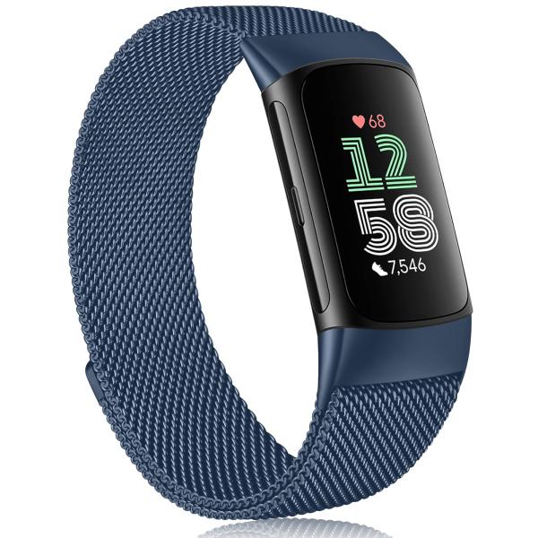 商品名: Meliya Fitbit Charge 6用バンド レディース メンズ ステンレススチールメタルメッシュループ 調節可能な磁気リストバンド 交換用ストラップ Fitbit Charge 6 フィットネストラッカー対応 (ブルー)...