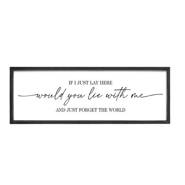 商品名: MODE HOME ファームハウス 寝室 ウォールアート ベッドの上 タイトル付き If I Just Lay Here Would You Lie With Me、マスターベッドルームのウォールデコレーション用大型フレームウォー...