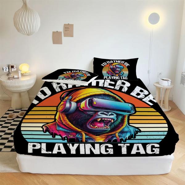 商品名:  Allenjoy Twin Size Vr Gorilla Game Fitted Sheet Chasing Gorillas Bed Sheets Bedding Set Deep Pockets Up to 16" Bed...