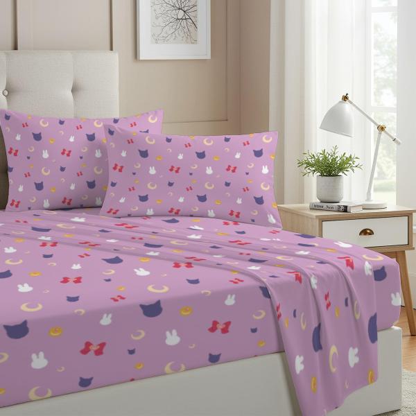 商品名:  Allenjoy Twin Size Moon Scouts Fitted Sheet Crystal Girls Bed Flat Sheets Bedding Set Deep Pockets Up to 16" Bedro...