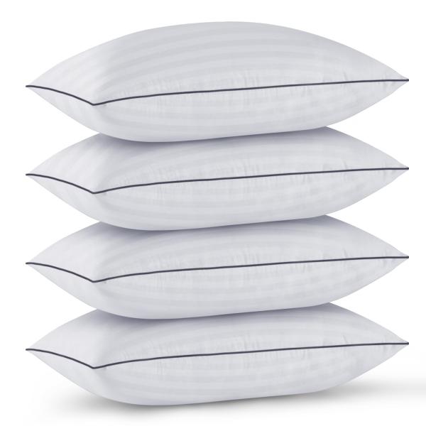 商品名: GOHOME枕 クイーンサイズ 4枚セット - 睡眠用ベッド枕 4個パック 冷却サポートホテル枕 プレミアムソフトダウン代替フィル付き 横向きや仰向け寝の方に GOHOME Pillows Queen Size Set of 4 ...