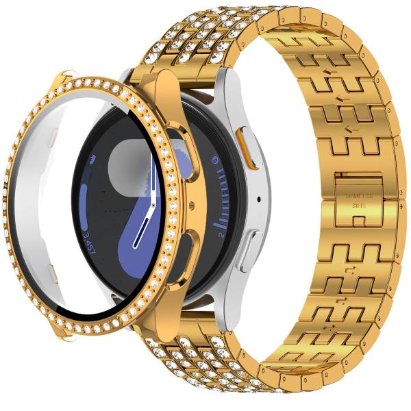 商品名: QUWAAY Samsung Galaxy Watch 7用バンド 40mm 44mm ラインストーンケース付き キラキラメタルジュエリー交換用ストラップ 20mm レディース メンズ 保護カバー Samsung Watch 7対...