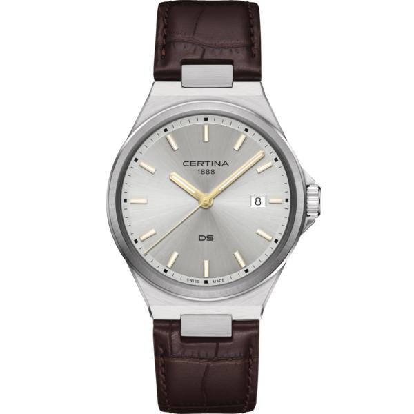商品名:  Certina, Mens, DS 7 Gent Std Quartz, 39, mm, Leather, Quartz, Precidrive, Watch, Silver, Leather, C0434101603100ブラ...