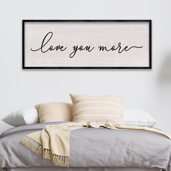 商品名: LuZhiQiang Love You More サイン ウォールデコ 40インチx15インチ マスターベッドルーム用 ベッドの上 大型 シンプル 木製フレーム ハンギングウォールアート (ブラック) LuZhiQiang Lov...