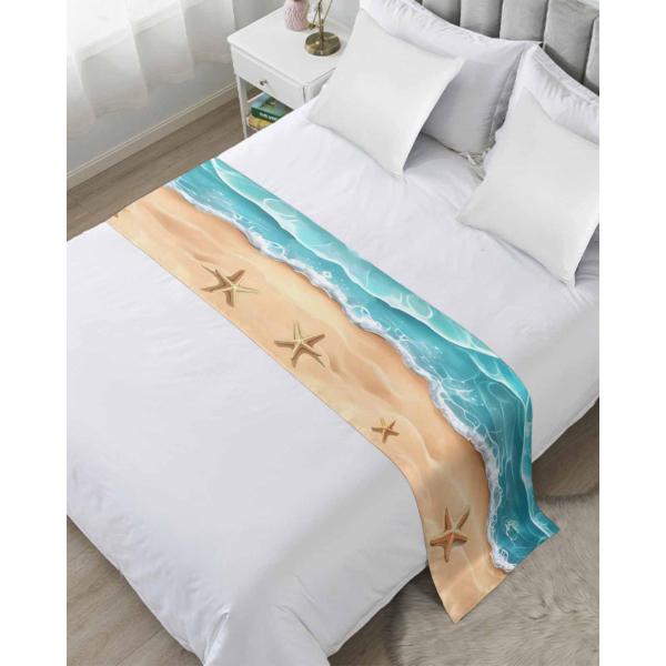 商品名:  DecorLovee Ocean Beach Bed Runners for Cal King Size Bed, Decorative Bed Throws for Foot of Bed, Starfish Sea Wave...