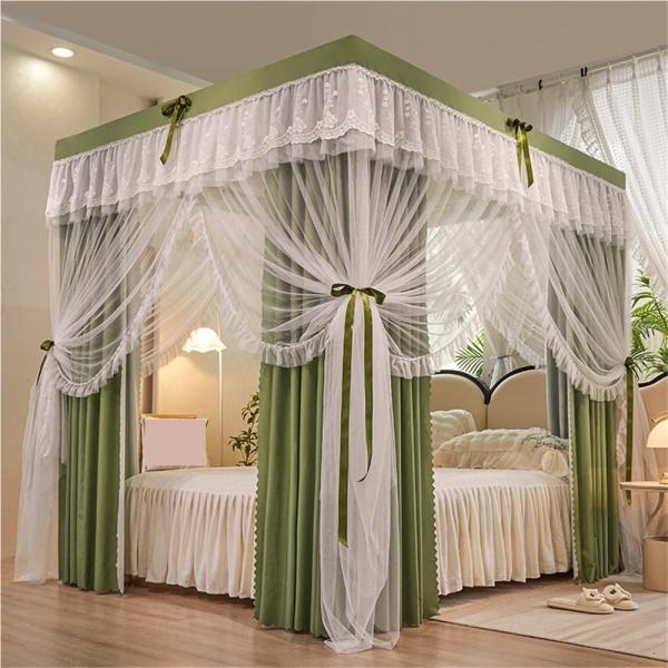 商品名:  Miusocal Elegant 4-Poster Bed Canopy Set with Iron Frame, Princess Canopy Bed Curtains with Mosquito Netting, Doub...
