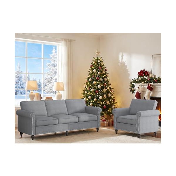 商品名:  BALUS 2 Piece Sectional Sofas for Living Room, Sofa and Loveseat Set with Nailhead Trim Design &amp; Wood Frame, L...
