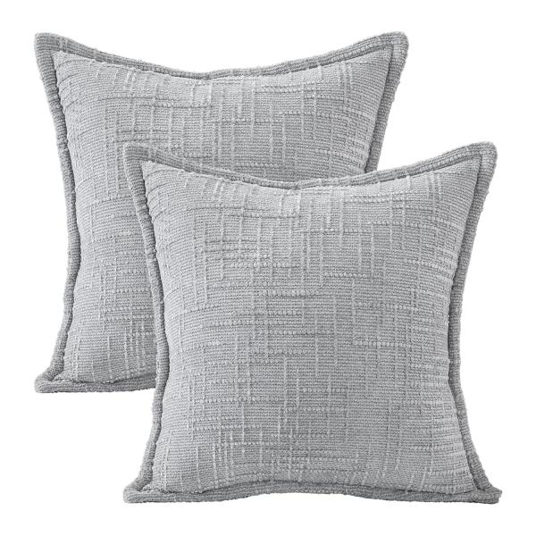 商品名:  AVOIN colorlife Grey Chenille Throw Pillow Covers Set of 2, 18 x 18 Inch Thick Tweed Textured Decorative Farmhouse...