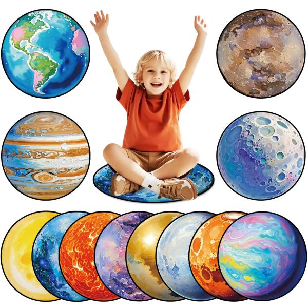 商品名: SHIYUE 12ピース キッズ カーペット サークル 教室スペース、40.6 cm 惑星太陽系テーマ 教育 フロアクッション ソフトシート 滑り止めラグ 学習 遊び デコ SHIYUE 12 Pcs Kids Carpet Ci...