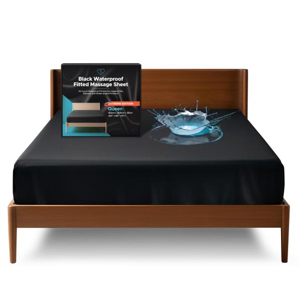 商品名: エクストリームクイーン 防水ボックスシーツ 14インチ ディープポケット 100% ブラック マットレスプロテクター 油性 水性 シリコーンベースのマッサージ製品に対応 洗濯機対応 ノイズレス 低刺激性 Extreme Queen...