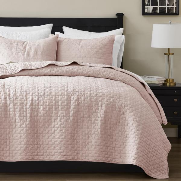 商品名: palassio Pink 100%コットンキルト カリフォルニアカリフォルニアキングサイズ寝具セット 枕カバー2枚付き 特大軽量ベッドスプレッド シャビーシックベッドカバー ソフトベッドカバー オールシーズン対応 3ピース pa...