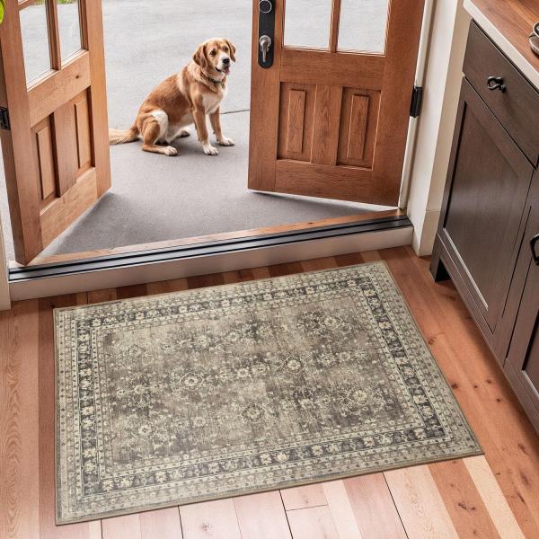 商品名:  Lessymo Small Area Rugs 2x3 ft, Vintage Brown Machine Washable Rug for Entryway Kitchen Bathroom, Non Slip Low Pil...