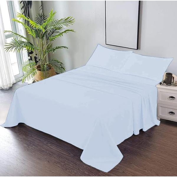 商品名: 高級マイクロファイバー100% (1枚パック) フラットシーツ アラスカキングサイズ(132インチ x 120インチ) プレミアムでソフトなホテル品質の寝具フラットシーツ - ライトブルー 無地 Luxury 100% Micro...