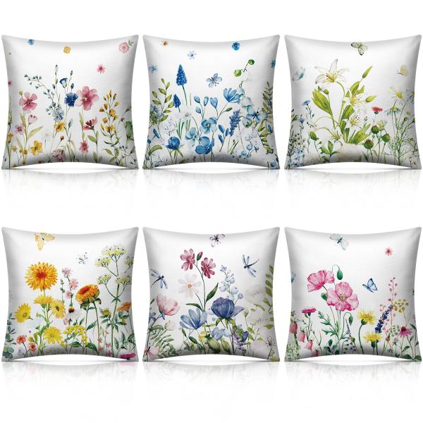商品名: Preboun ワイルドフラワー スプリングスローピローカバー6点セット インチ 花 花柄 枕カバー クッションカバー リビングルーム ソファ カウチ ベッド 車 ホームデコレーション (50.8×20cm) Preboun 6 ...