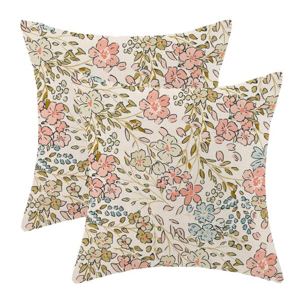 商品名: ZHOUYETAK スプリングピンクフローラル枕カバー 24x24インチ 2枚セット かわいい花柄 屋外 装飾 野花 スローピロー 水彩 カウチ クッションケース 椅子 ソファ ベッドルーム リビングルーム用 ZHOUYETAK ...