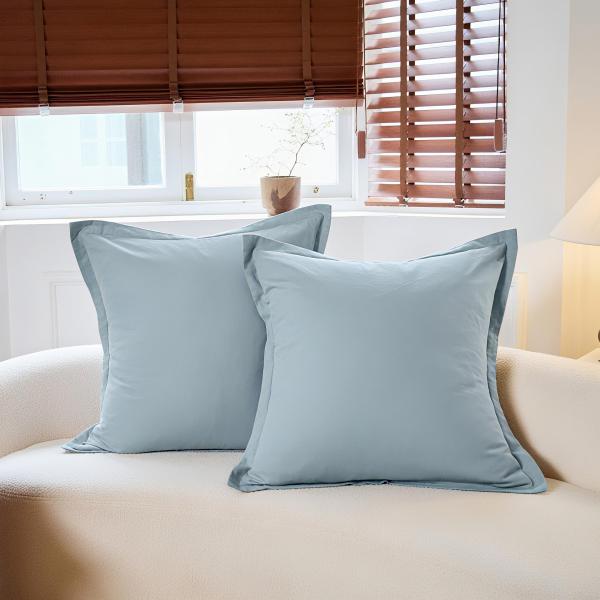 商品名: Simple&amp;Opulence リネンユーロシャムカバー2枚セット 26x26 装飾コットン亜麻ブレンドスローピローカバー ファームハウス ピローシャム 椅子/ソファ/寝室/リビングルーム/ホームデコレーション用 ダスティ...