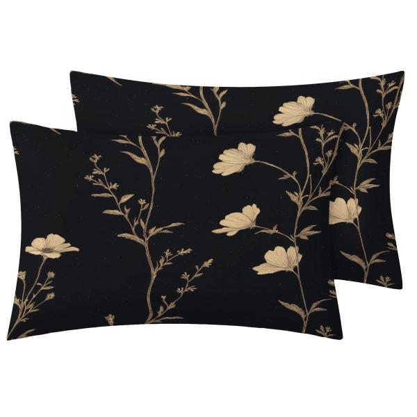 商品名:  Generic Beige Floral Pillowcase for Room Decor &amp; Gift, Oriental Botanical Pillow Cases King Size Set of 2, Chi...