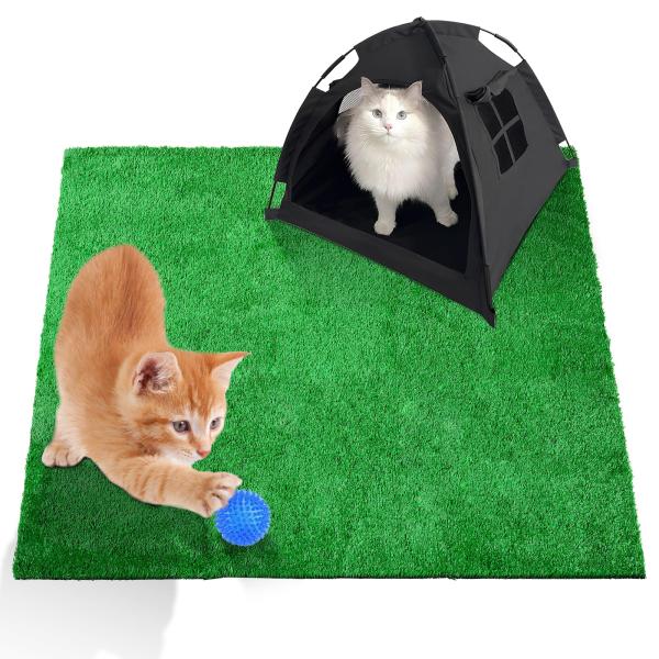 商品名: 人工芝、大型人工芝、合成芝マットトレーニングパッド、小型/中型/大型犬用、排水穴付きフェイクグラスラグ、屋内屋外ラグパティオ芝の装飾(3.28x3.28インチ) Artificial Grass, Large Artificial...