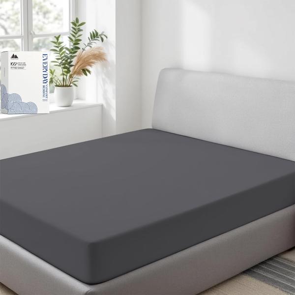 商品名:  Mayfair Linen 100% Organic Cotton Percale Weave Fitted Sheet Queen Size, Dark Grey, 1 Deep Pocket Queen Fitted She...