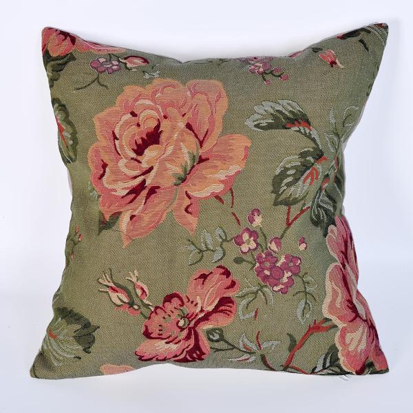 商品名: ジャカード織花枕カバー | ビンテージスタイル ボタニカル タペストリー クッションケース ソファ カウチ ベッド 装飾 | カントリーコテージコア ホーム アクセント スロー 枕カバー 18x18インチ (グリーン背景に花柄) ...