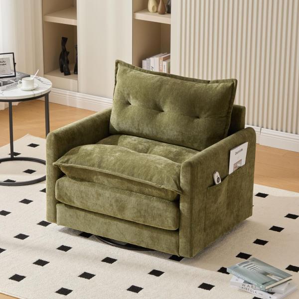 商品名: 38.5インチ Boucle回転バレルチェア - 360°回転アクセントアームチェア ポケットスプリングクッション付き 人間工学的アームレスト&amp;スローピロー 快適なクラウドソファチェア 保育園、リビングルーム、オフィス用 ...