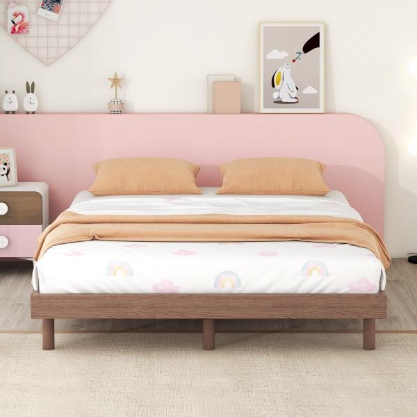 商品名:  Full Size Low Profile Floating Platform Bed Frame, Modern Floor Wood Bed, Japanese Style Design Without Headboard,...