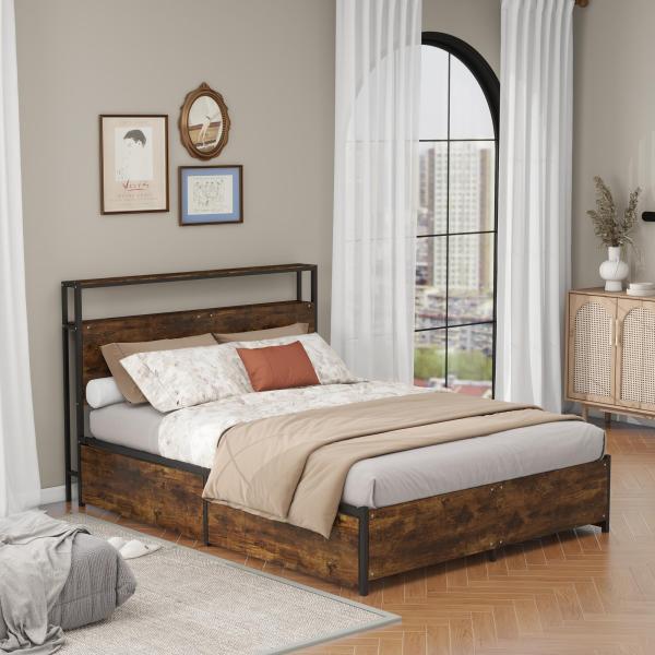 商品名:  Panana Queen Bed Frame with Storage Headboard, Platform Bed with 4 Drawers, No Box Spring Needed, Easy Assembly, V...