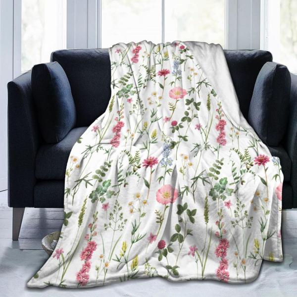 商品名: Spring Wildflowers スローブランケット ウルトラソフト 快適 フランネル スローブランケット 軽量 フリース ふわふわ プラッシュスローブランケット ベッド/椅子/カウチ用 50インチ×40インチ Waterco...
