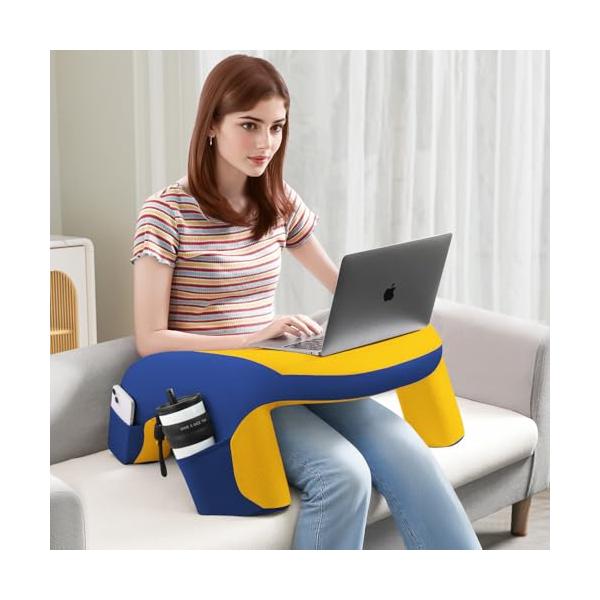 商品名: WOGAHEV 読書用枕 膝用ゲーム枕 ノートパソコンやライティング用ベッドデスク 低反発素材のラップデスク 読書/仕事/スチームデッキスイッチのプレイやベッドに座る/フロアソファに - イエロー WOGAHEV Reading ...