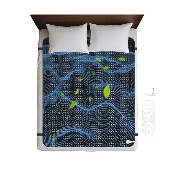 商品名: ベッド用接地マット、睡眠改善のためのアースマットレスカバーパッド、導電性カーボンレザーレットアースマットグラウンドパッド(ブラック2) Grounding Mat for Bed, Grounding Mattress Cover...